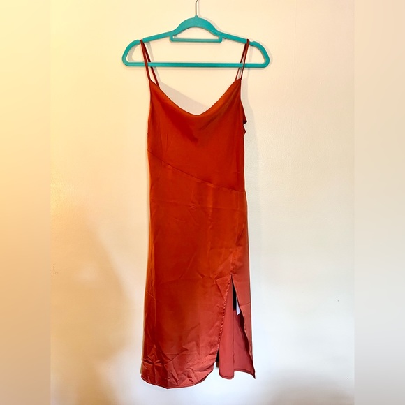 SHEIN | Dresses | Dm Split Thigh Cowl Neck Satin Dress Nwt | Poshmark